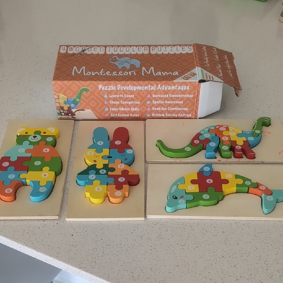 Montessori Mama | Toys | Red And Blue Puzzle Set For Creative Play ...